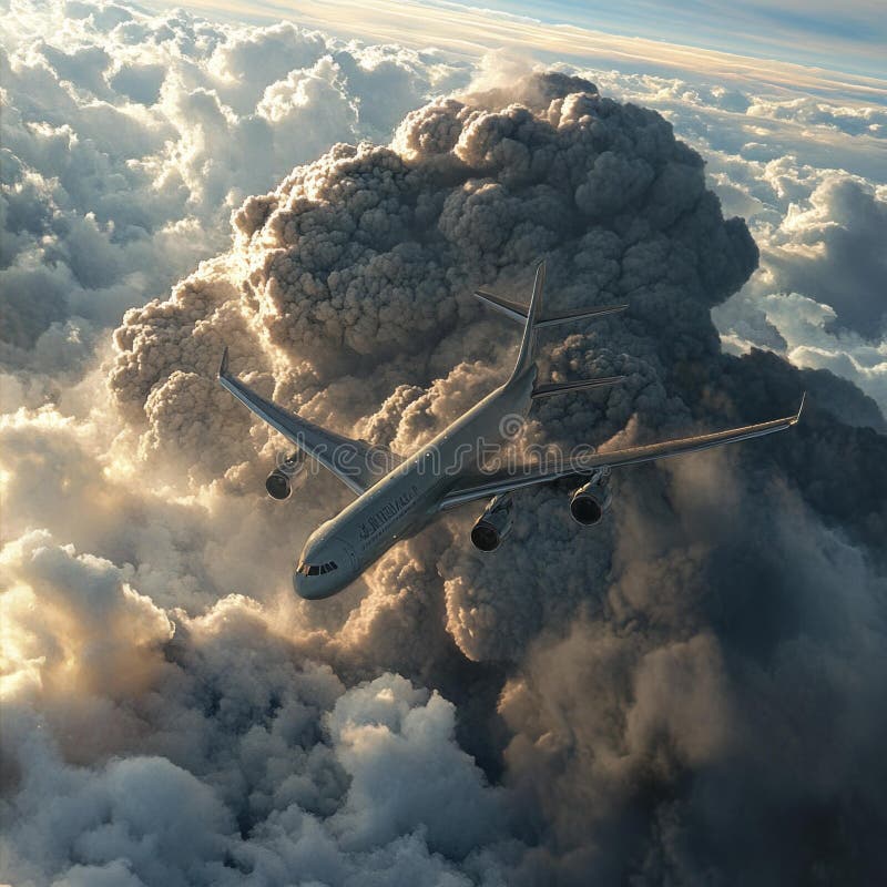 Airplane Navigating Dramatic Storm Clouds Sky Stock Photos - Free ...