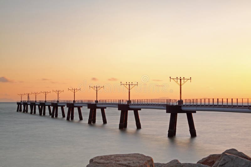 Jetty with Lights at Sunset Perth Rockingham Western Australia Stock ...