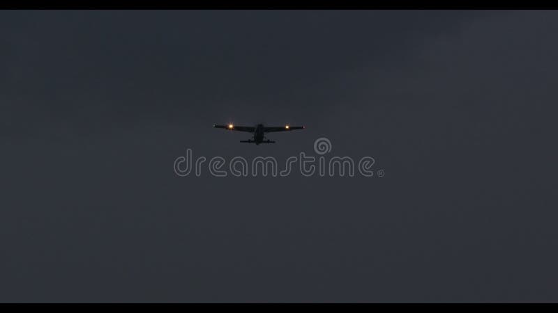 Airplane in the Night Sky, Headlights Stock Footage - Video of summer ...