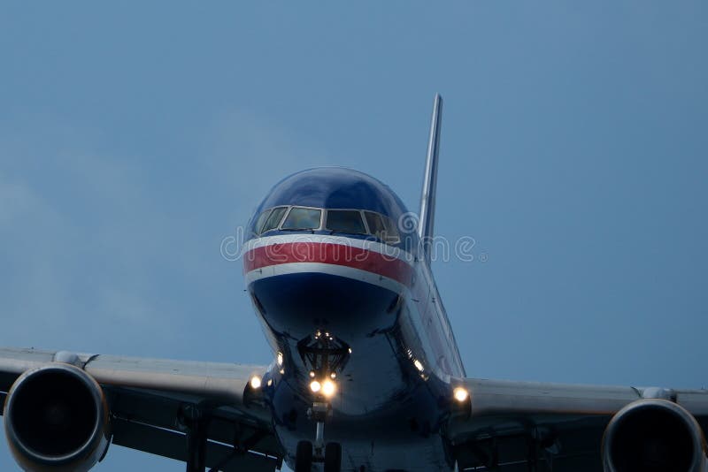 Airplane Nose Close-Up with Cockpit Windows Stock Image - Image of ...