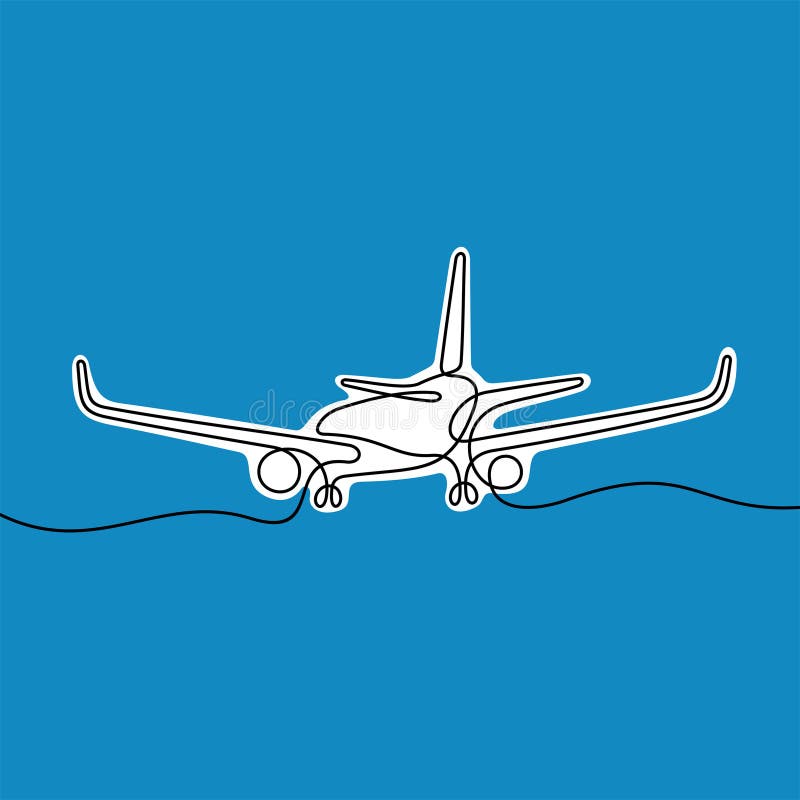 Airplane One Line Colourful Vector Illustration Stock Vector ...