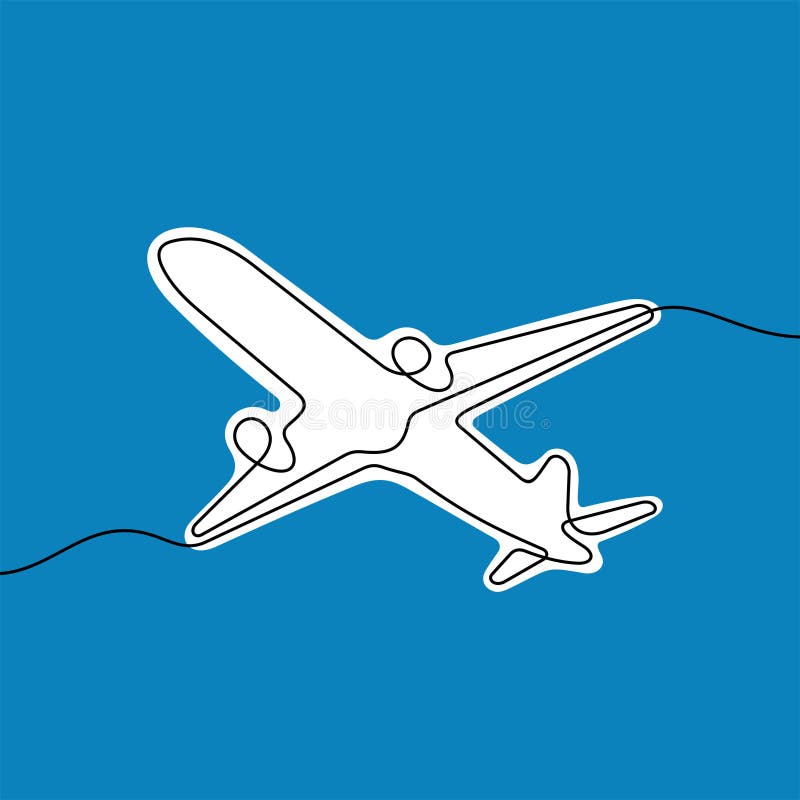 Airplane One Line Colourful Vector Illustration Stock Vector ...