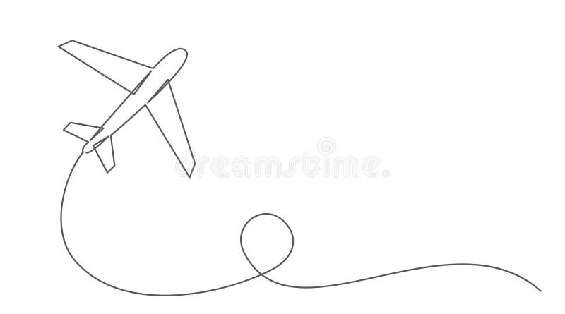Airplane One Line Drawing Isolated on White Background Stock Vector ...