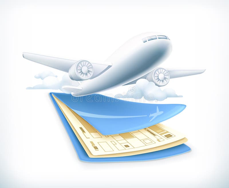 Airplane Over Flight Tickets, Vector Illustration Stock Vector ...