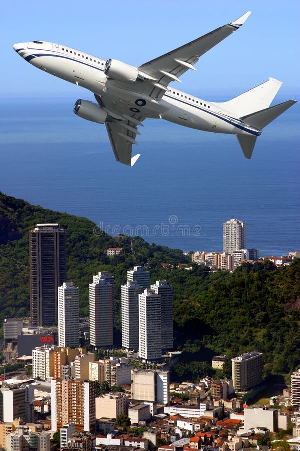 Airplane Over Ipanema Beach in Brazil Stock Image - Image of beach ...