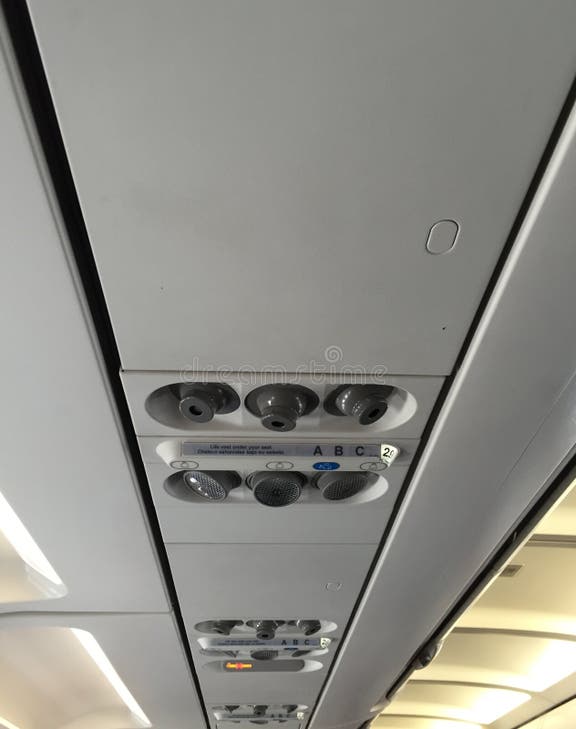 Airplane Overhead Passenger Controls Stock Photo - Image of sign ...