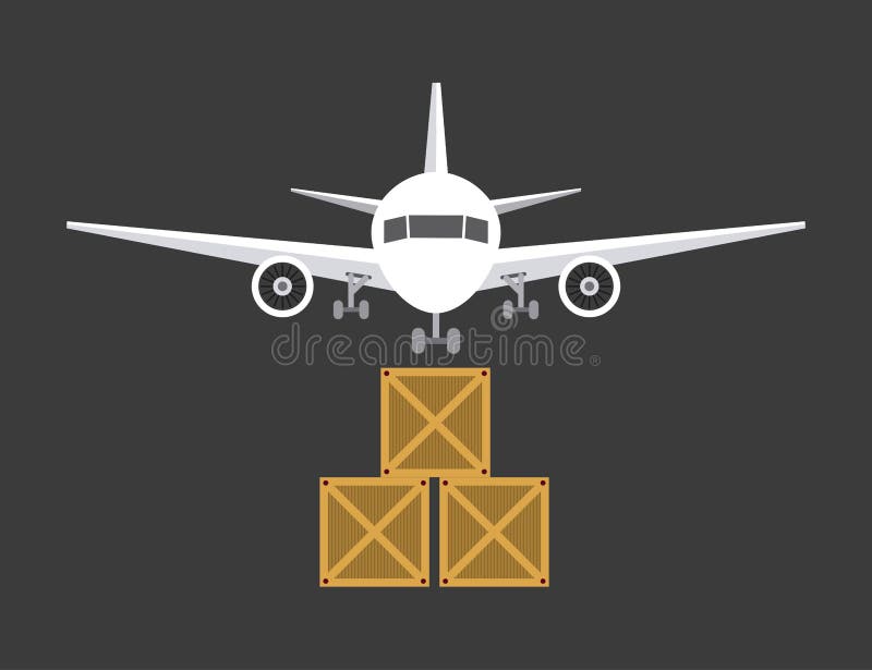 Airplane and Package Icon. Delivery and Shipping Design. Vector Stock ...