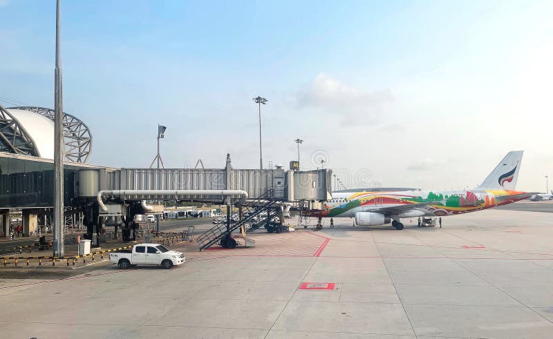 Airplane Parking at Passenger Gate Editorial Stock Photo - Image of ...