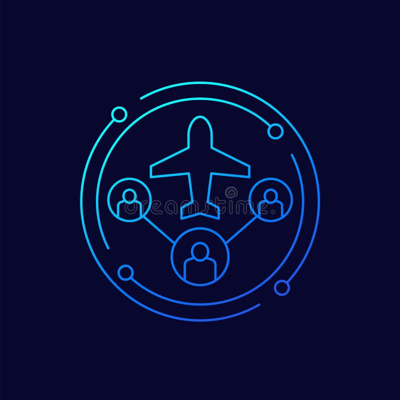 Airplane and Passengers, Flight Capacity Line Icon Stock Vector ...