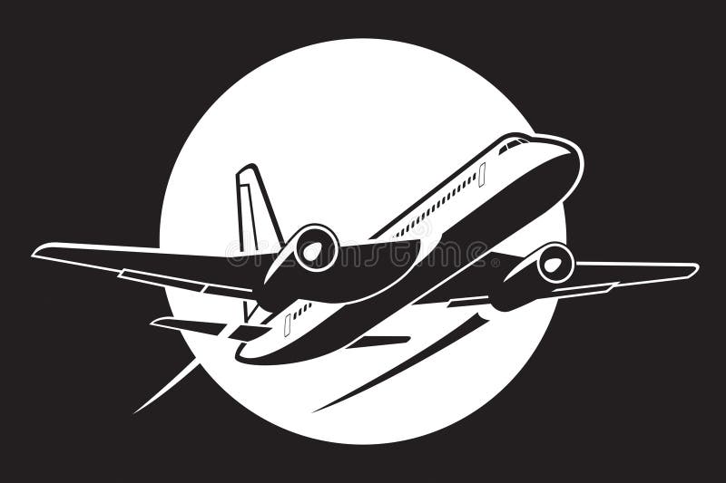 Airplane Passes in Front of the Sun Stock Vector - Illustration of ...