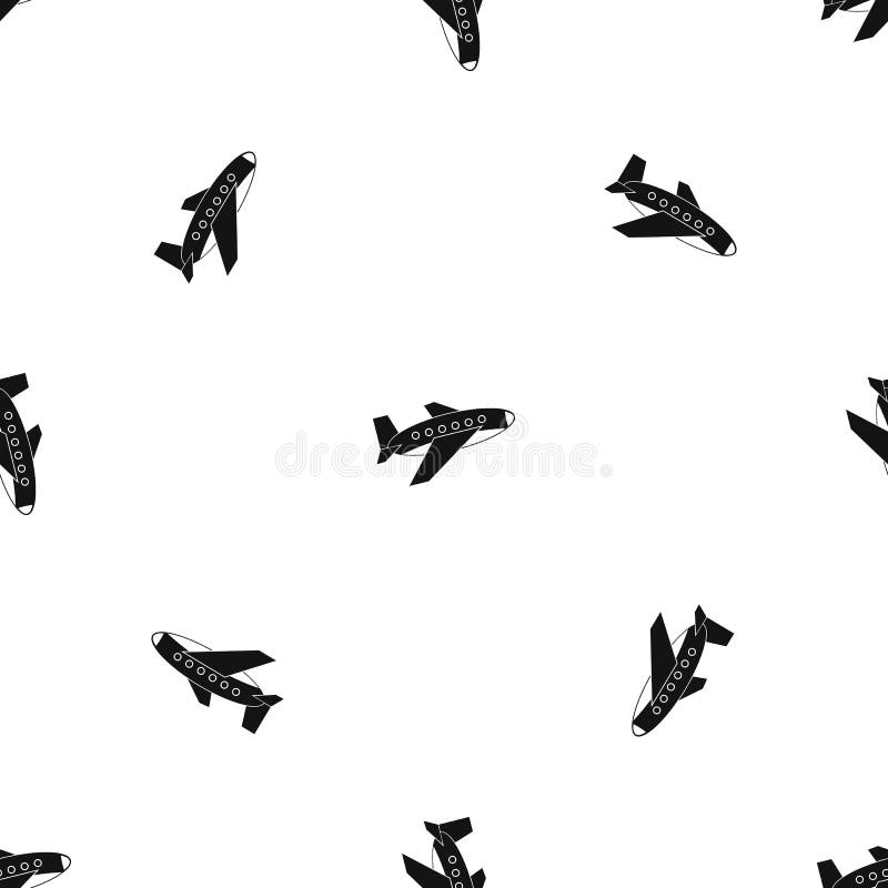 Airplane Pattern Seamless Black Stock Vector - Illustration of object ...