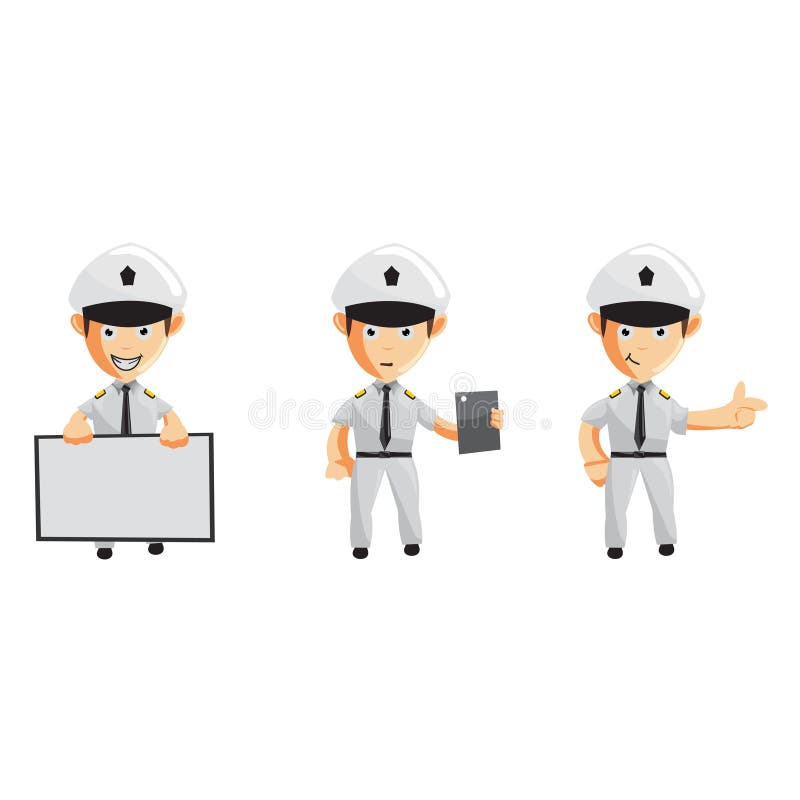 Airplane Pilot Cartoon Character Set Aircraft Captain in Uniform Stock ...