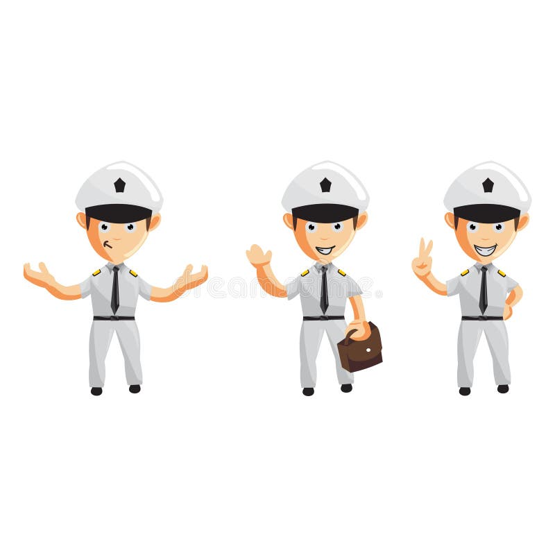 Airplane Pilot Cartoon Character Set Aircraft Captain in Uniform Stock ...