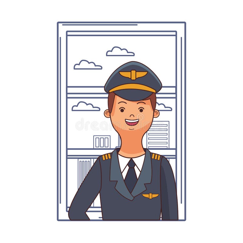 Airplane Pilot Face Cartoon Stock Vector - Illustration of departure ...