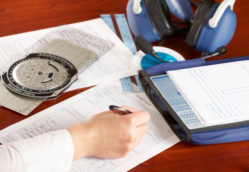 Airplane Pilot Filling in Flight Plan Stock Image - Image of flight ...