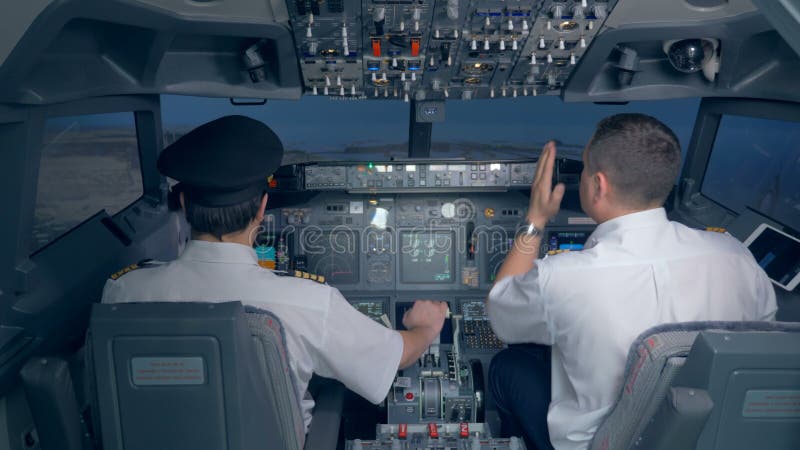 Airplane Pilot Push Thrust Lever Handle for Engine Control Stock Video ...