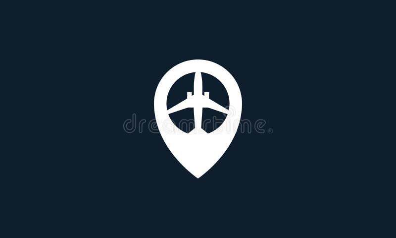 Airplane with Pin Location Map Transportation Logo Vector Icon Design ...