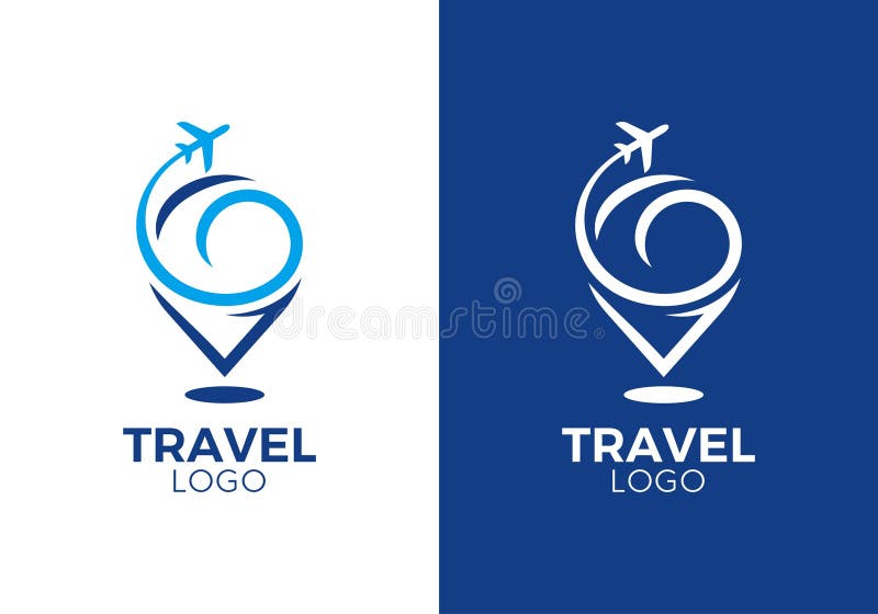 Airplane with Pin Logo. Tour and Travel Location Vector Design Stock ...