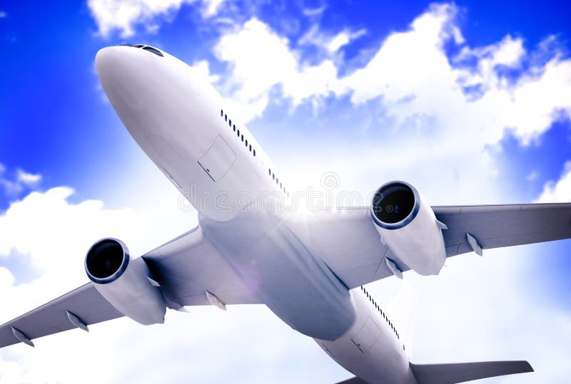 Airplane Plane Flying Aircraft Transportation Concept Stock Image ...