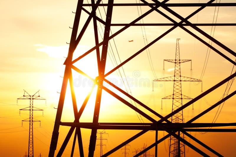 Airplane and power line stock image. Image of orange - 37125917