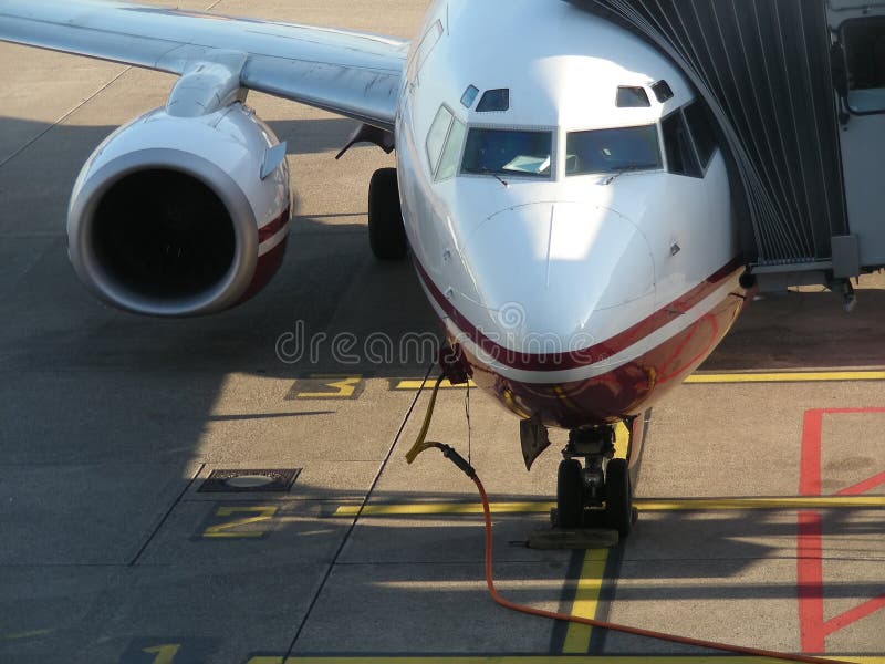 Airplane Preparing for Take-off Stock Image - Image of transportation ...