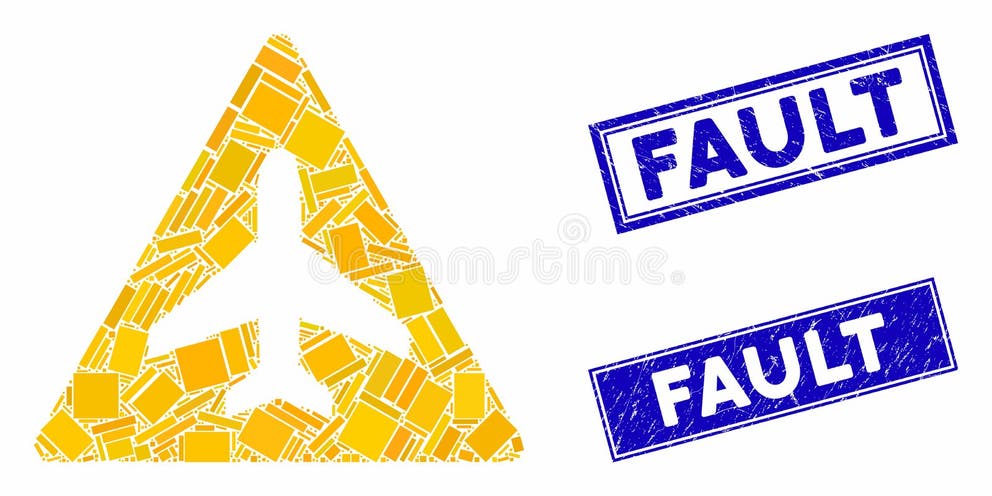 Airplane Problem Mosaic and Grunge Rectangle Fault Stamps Stock Vector ...