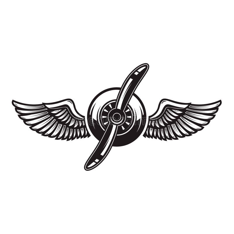 Airplane Propeller with Bird Wings. Design Element for Logo, Label ...