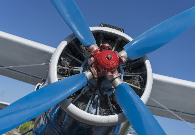 Airplane Propeller with Engine Front View Stock Image - Image of ...