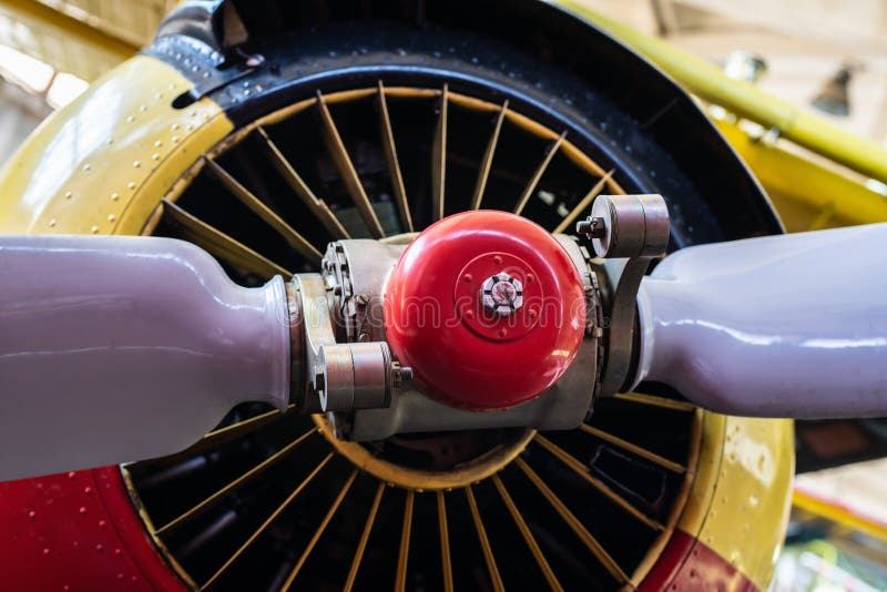 Airplane Propeller Mechanism and Engine Stock Photo - Image of close ...