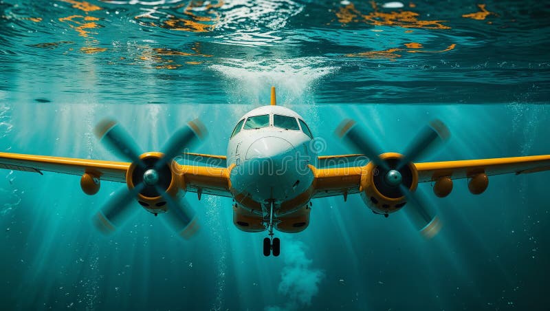 Airplane Propellers Turning Underwater in the Ocean Stock Illustration ...