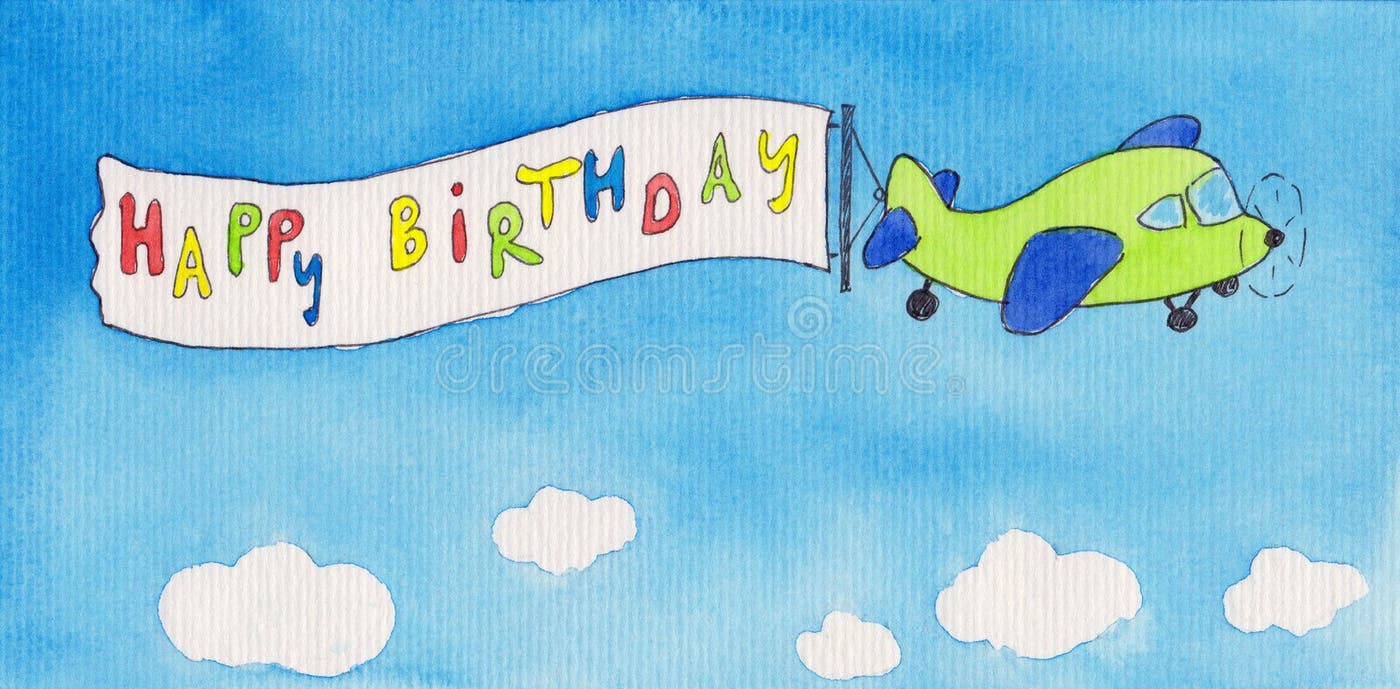 Happy Birthday Airplane Stock Illustrations – 1,783 Happy Birthday ...