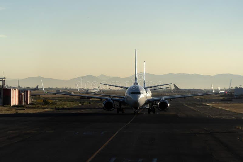 Airplane Queue Take Off Sunset Stock Photos - Free & Royalty-Free Stock ...