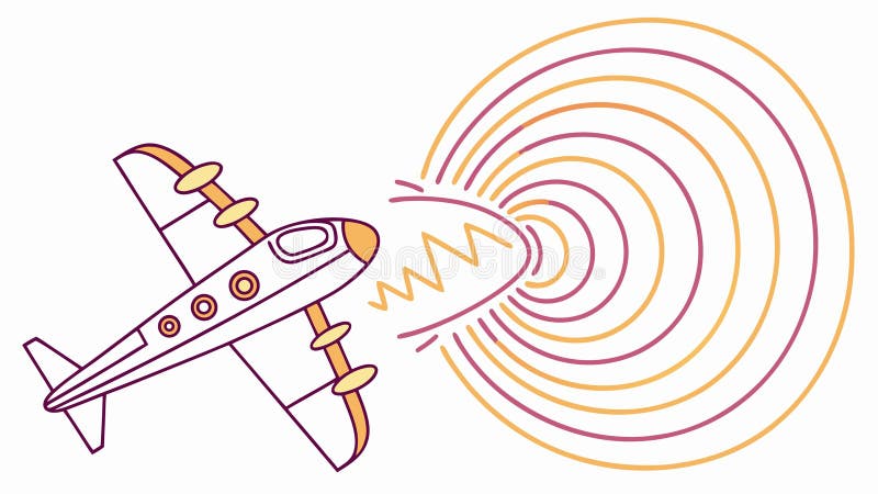 Airplane with Radar Waves: Aviation, Technology, Navigation Vector ...
