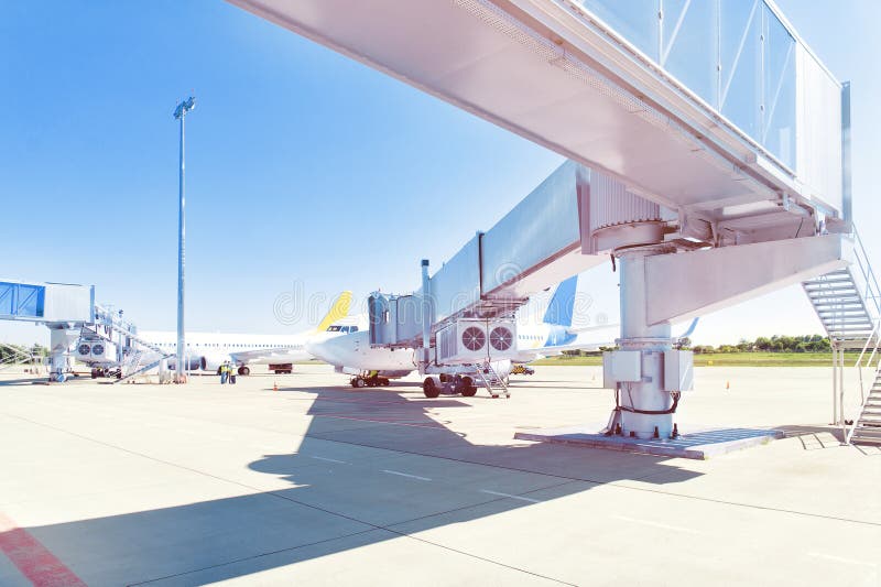 Airplane Ready for Boarding in Airport Hub. Stock Photo - Image of ...