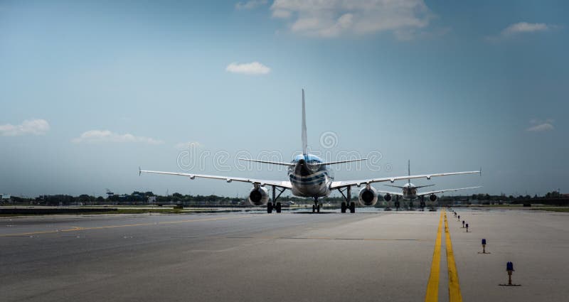Airplane Ready To Take Off from Runway Stock Photo - Image of aviation ...