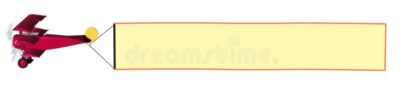 Airplane Red with Banner stock illustration. Illustration of travel ...