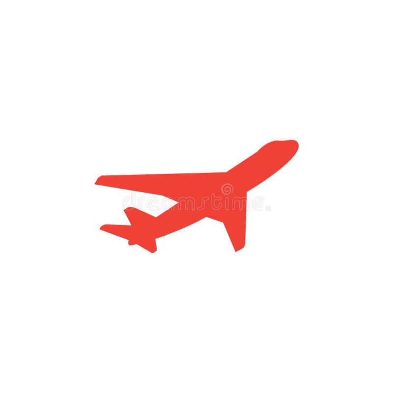 Airplane Red Icon on White Background. Red Flat Style Vector ...