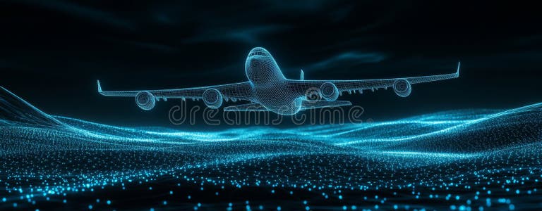 An Airplane Rendered in Digital Wireframe, Highlighting Cutting-edge ...