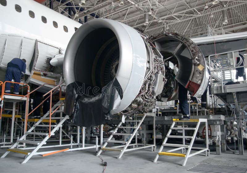 Disassembled Airplane for Repair and Modernization in Jet Hangar ...