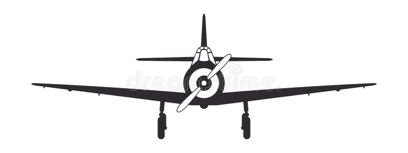 Airplane. Retro Plane. Airplane Silhouette Front View. Flight Transport ...