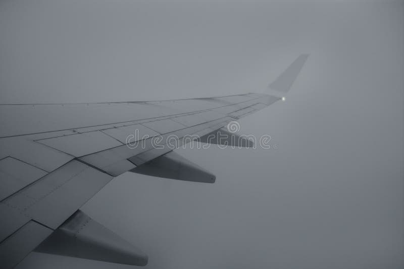 Airplane Right Wing Flying Over Cloudy Gray Day Stock Image - Image of ...