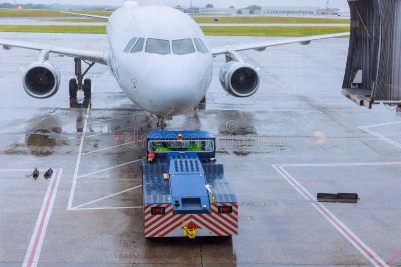 Airplane is Rolled Out of Terminal Gate in Preparation for Departure ...