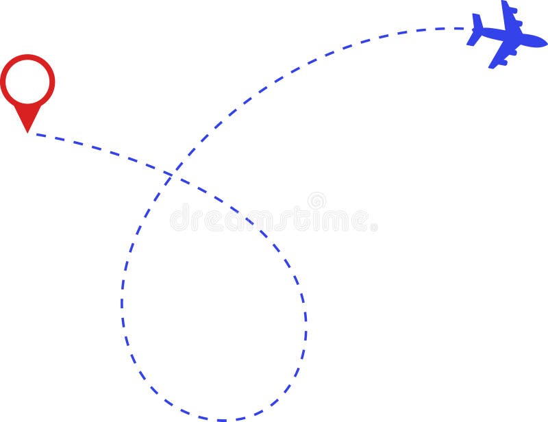 Airplane Route Icon - Two Points with Dotted Path and Location Pin ...