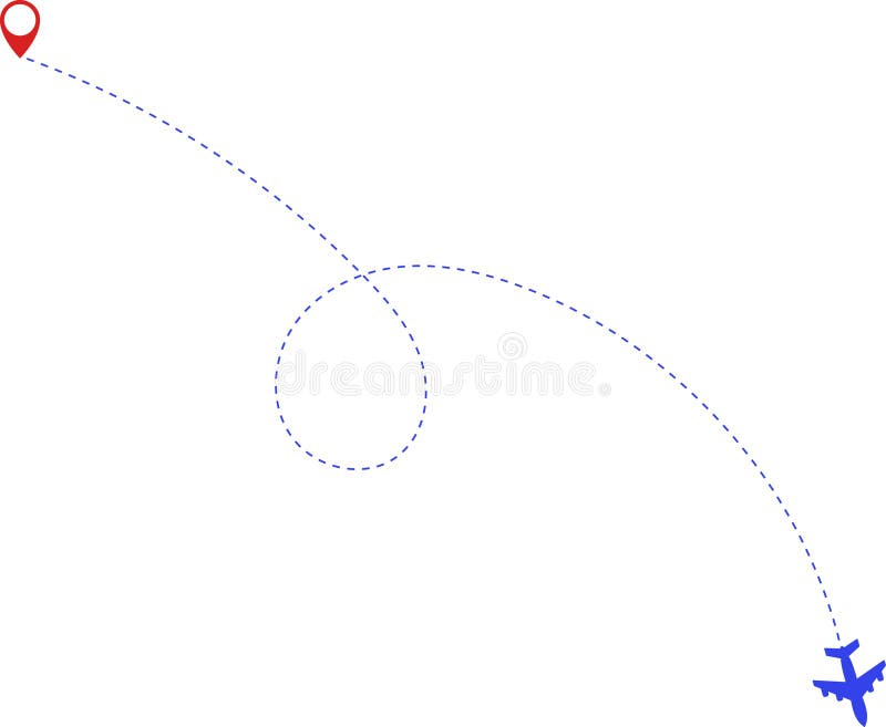 Airplane Route Icon - Two Points with Dotted Path and Location Pin ...