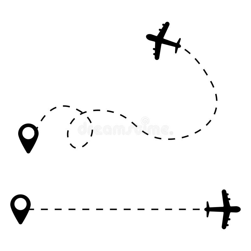 Map Airplane Path Black White Stock Illustrations – 1,862 Map Airplane ...