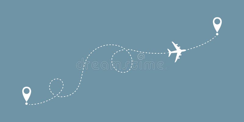 Airplane Route Line Starting Point and Destination Isolated on White ...