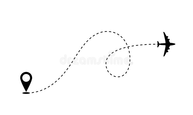 Airplane Route Path Icon. Vector Plane Flight Line Trace, Travel Fly ...