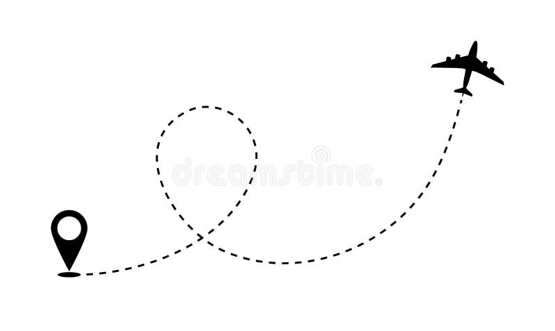 Airplane Route Path Icon. Vector Plane Flight Line Trace, Travel Fly ...