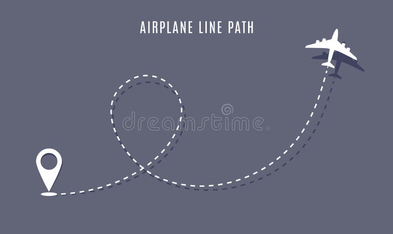 Airplane Route Path Icon. Vector Plane Flight Line Trace, Travel Fly ...