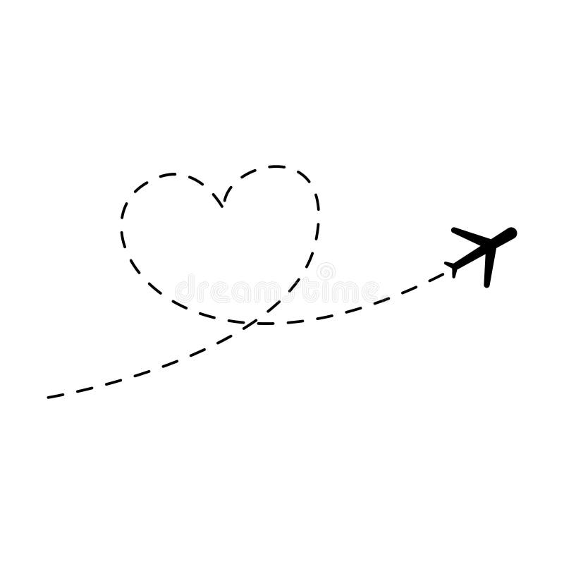 Plane Dotted Lines Heart Stock Illustrations – 59 Plane Dotted Lines ...